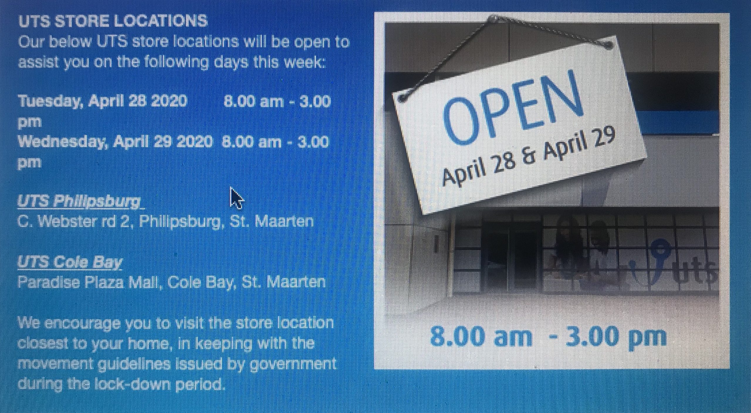 UTS store opening this week - SXM IslandTime